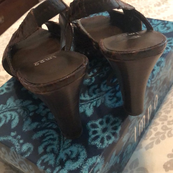Impo | Shoes | Impo Brown Textured Open Toe Heels Sz 85 | Poshmark